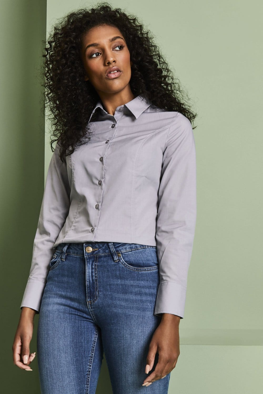 SJ Women's LS Shirt, Pale Grey | SJ
